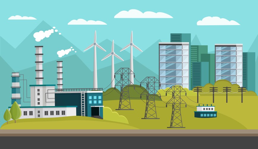 Power lines electricity Royalty Free Vector Image
