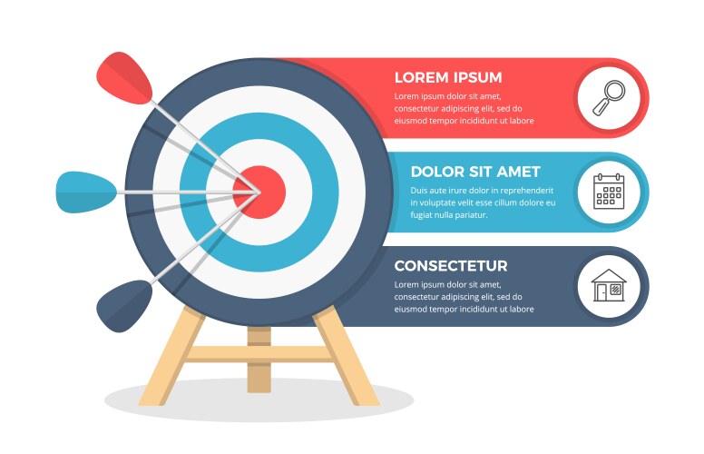 Target with 3 elements for text Royalty Free Vector Image