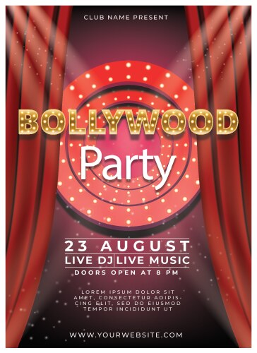 Bollywood party poster template Royalty Free Vector Image