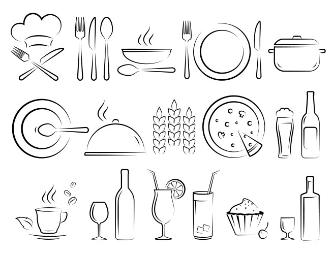 Red restaurant icons Royalty Free Vector Image