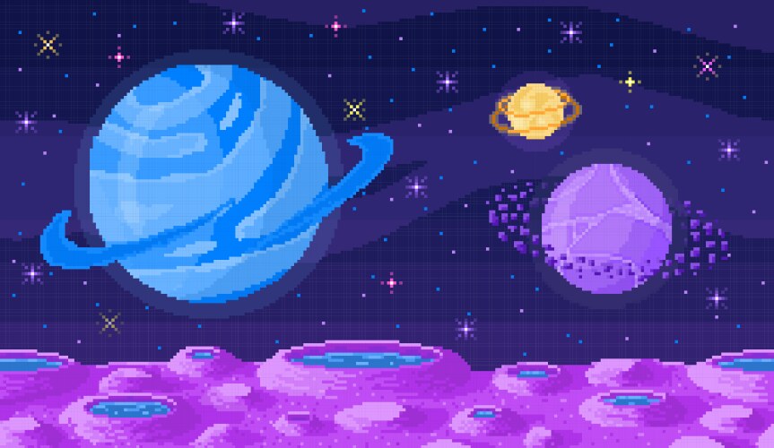 Cartoon space landscape cosmic planet surface Vector Image