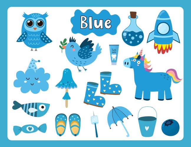 Blue color cut elements and match them Royalty Free Vector