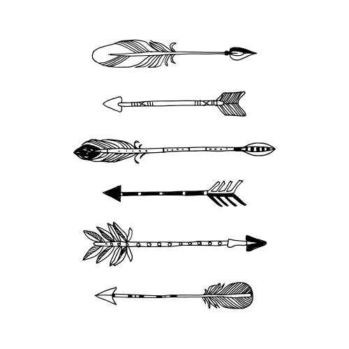 Ethnic arrows hand drawn feather arrow tribal Vector Image