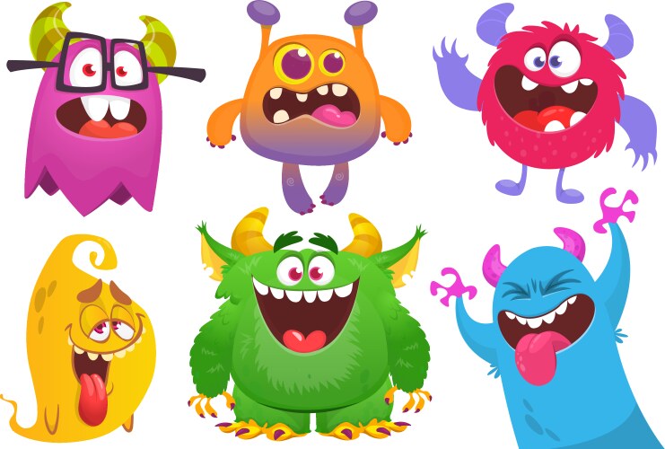 Funny cartoon monsters with different face Vector Image