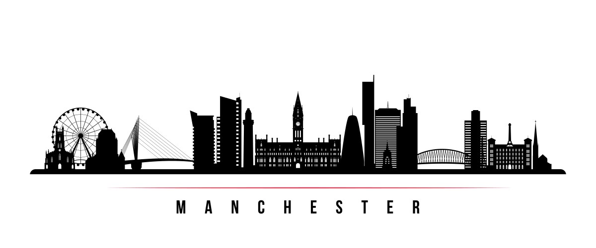 Manchester skyline silhouette Royalty Free Vector Image