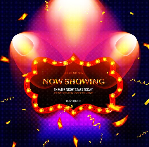 Now showing retro classic sign board background Vector Image