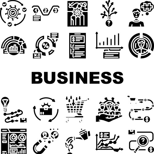 Business process technology chart icons set Vector Image