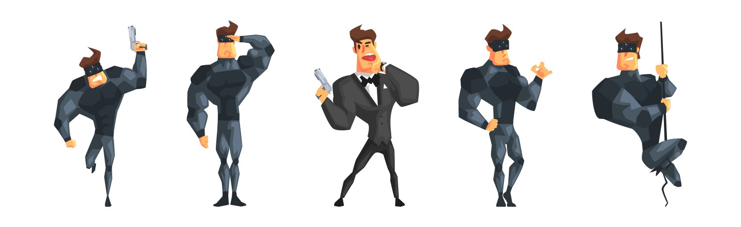 Man and woman secret agent character with pistol Vector Image
