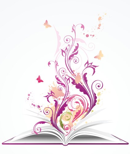 Floral Open Book Ornament – Royalty-Free Vector | VectorStock