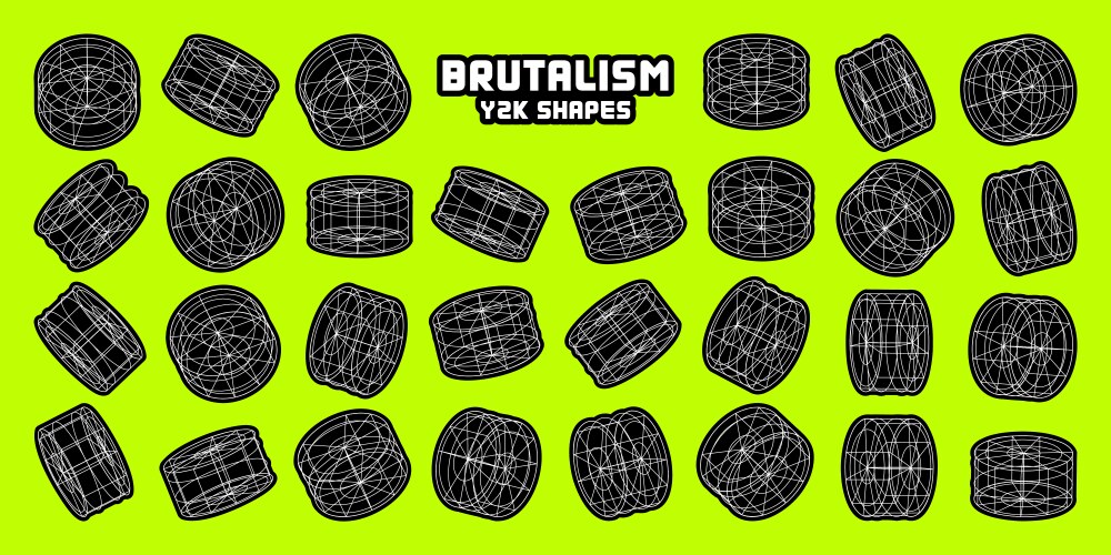 Wireframe lined shapes perspective mesh 3d grid Vector Image