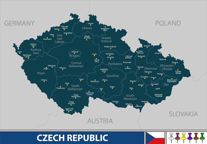 Czech Republic Map - Prague Region Royalty Free Vector Image