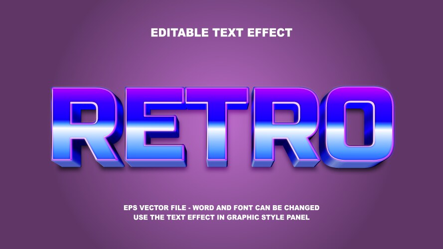 Editable text effect retro 3d template Royalty Free Vector