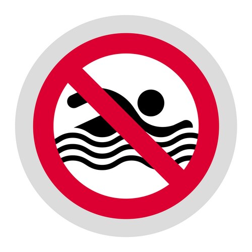 No snowboarding forbidden sign modern round Vector Image