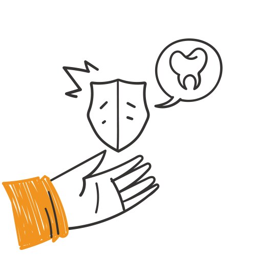 Tooth waving hand with line art drawing Royalty Free Vector