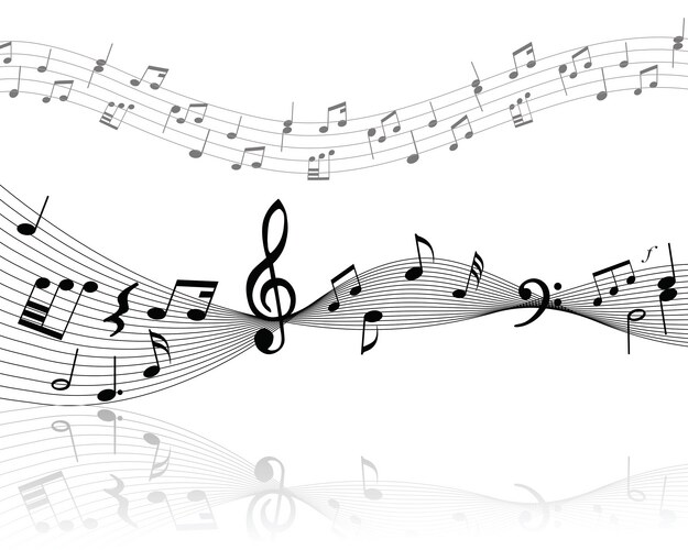 Sound wave with musical notation note sheet Vector Image