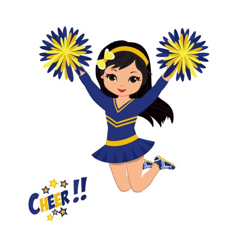 Cheerleader in Blue and Yellow Uniform Vector Images (24)
