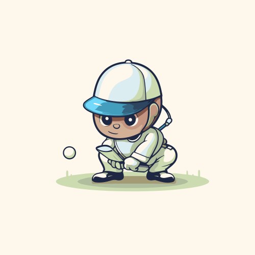 Cricket player cartoon character Royalty Free Vector Image