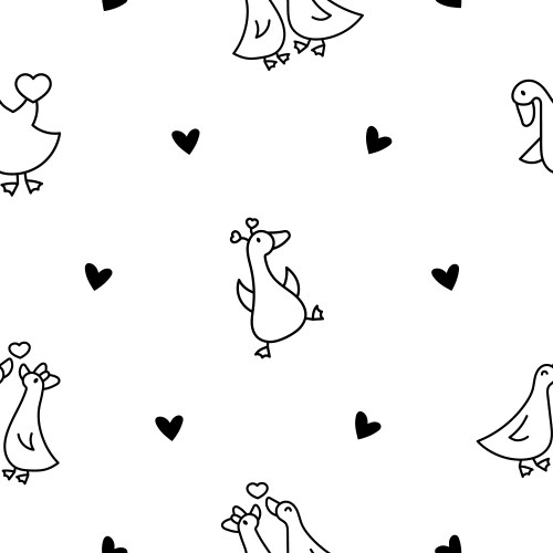 Funny goose characters coloring page Royalty Free Vector