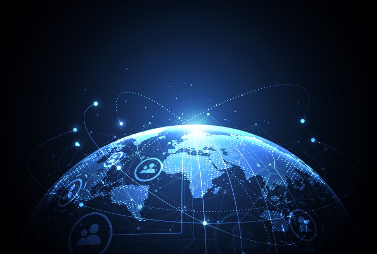 Global network connection world map point Vector Image