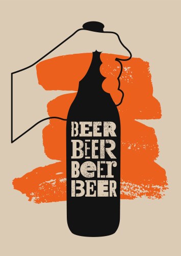 Beer bottle typographic stencil grunge poster Vector Image