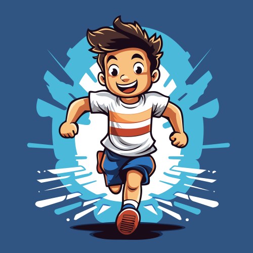 Cute little boy running cartoon isolated Vector Image
