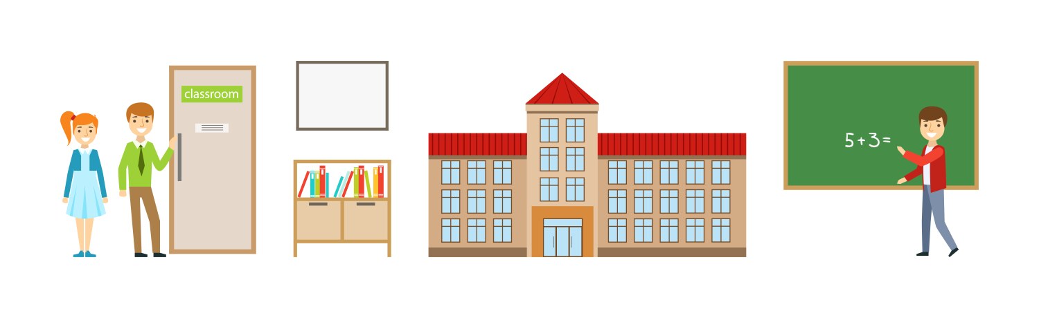 Kid pupils at school have lesson and class Vector Image