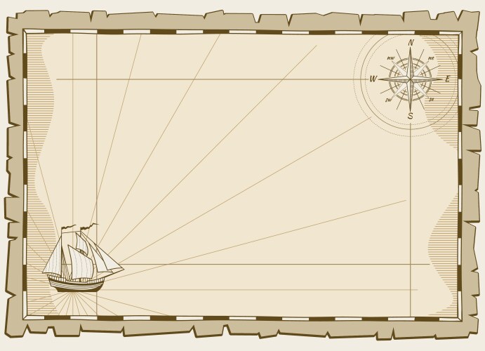 Travel background with a wind rose and old map Vector Image