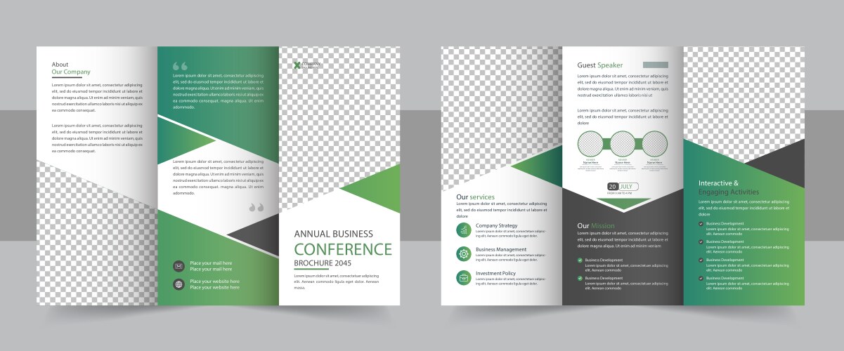 Business development conference trifold brochure Vector Image