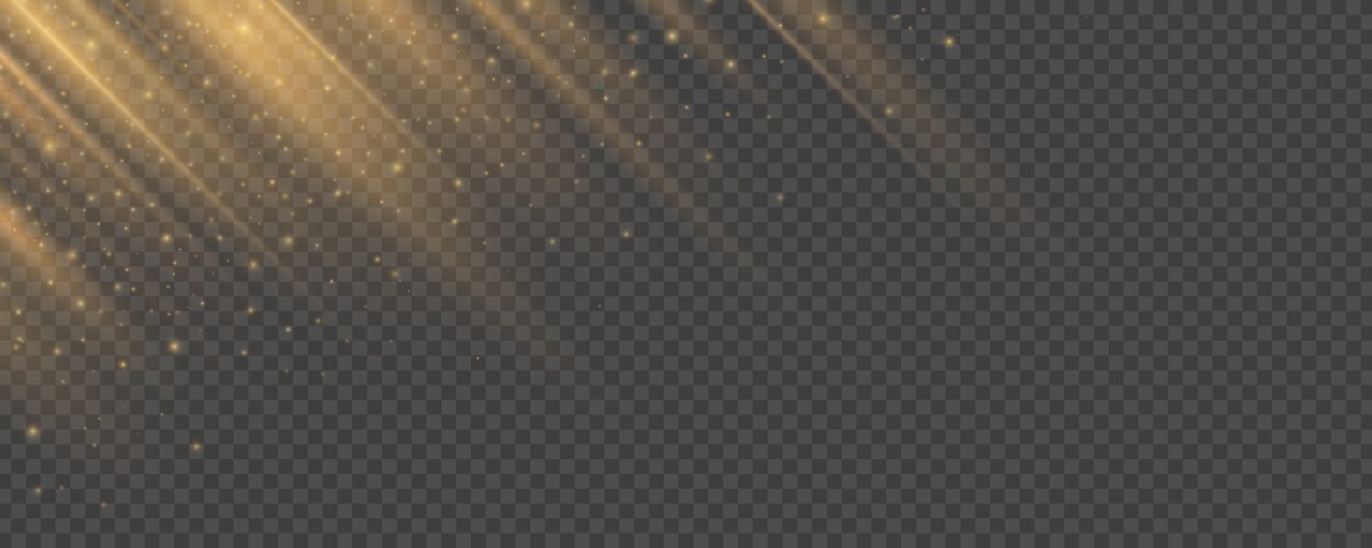 Golden rays effect with glowing particles Vector Image