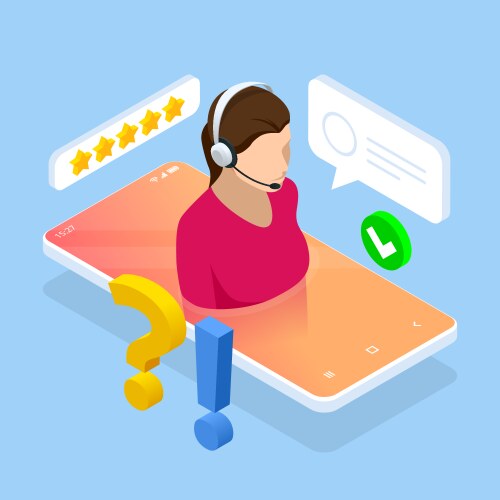 Customer service isometric banner Royalty Free Vector Image