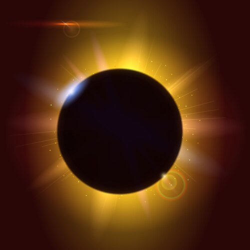 Solar eclipse bright flare on the moon edge Vector Image