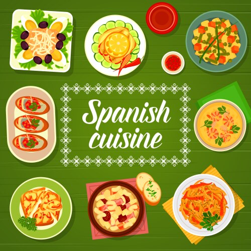 Spanish cuisine restaurant food menu cover Vector Image