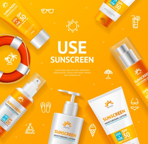 Sunscreen ad banner template Royalty Free Vector Image