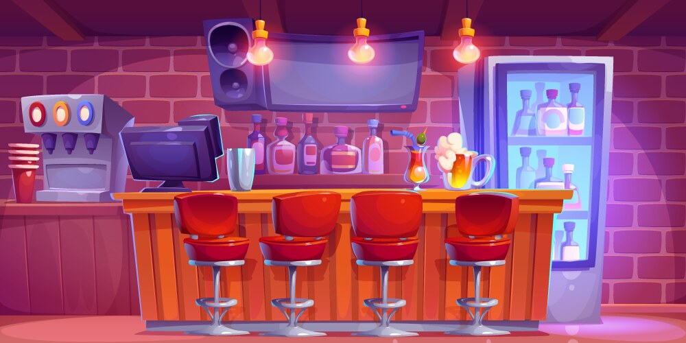 People sitting on stools in bar and drink alcohol Vector Image