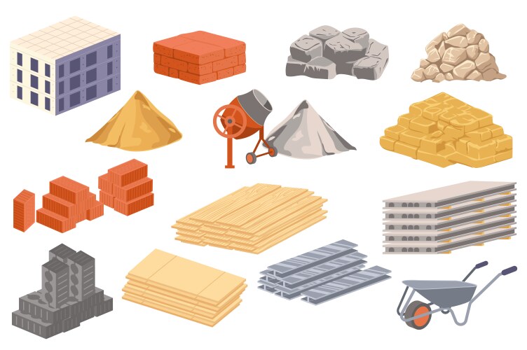 Building and construction materials icons Vector Image