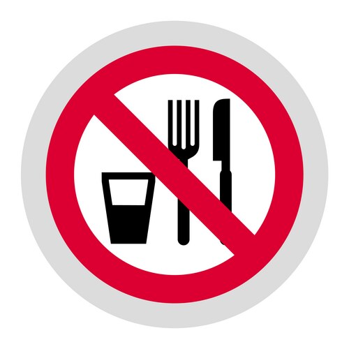 No eating and drinking sign ban on food forbidden Vector Image