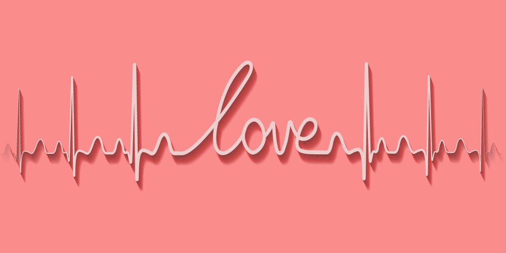 Heartbeat rhythm with heart one line Royalty Free Vector
