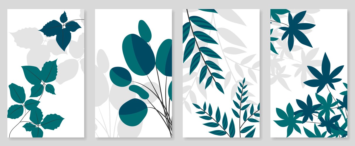 Abstract botanical wall art set Royalty Free Vector Image