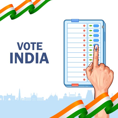 Indian people hand with voting sign showing Vector Image