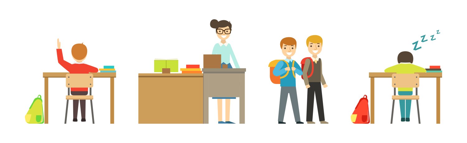 Kid pupils at school have lesson and class Vector Image