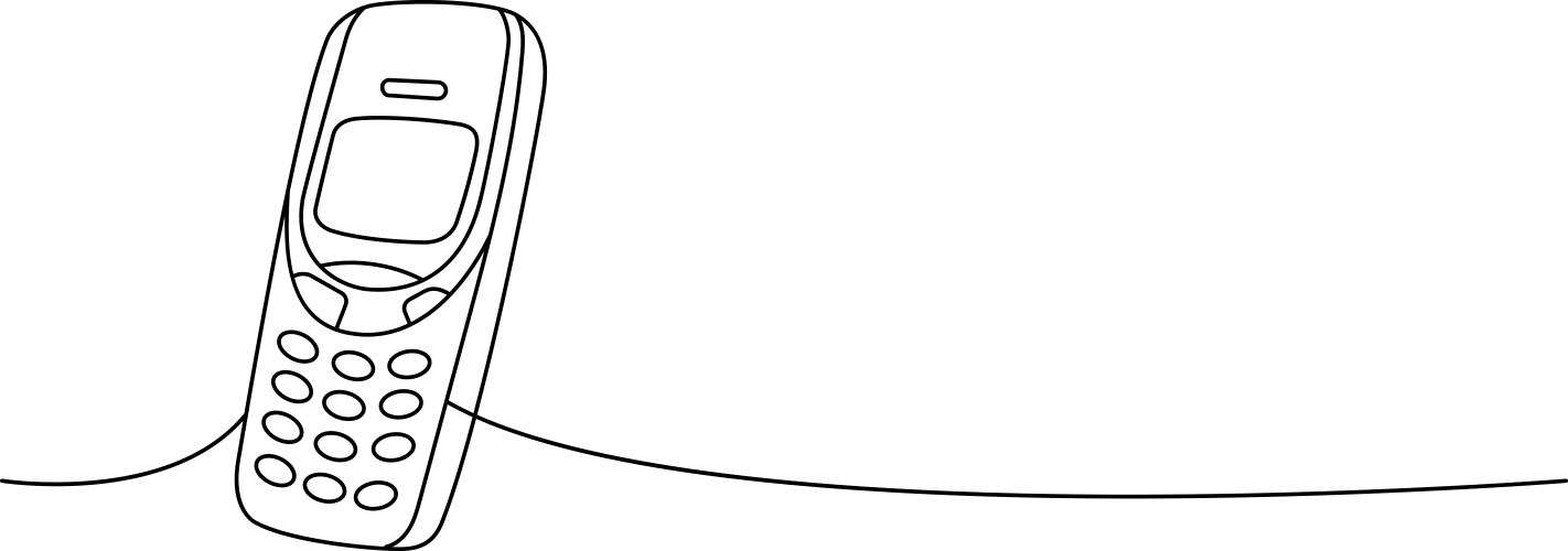 Flip phone one line continuous drawing old Vector Image