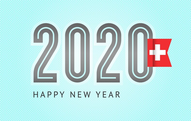 Logo 2020 number cut out paper sheets overlay Vector Image