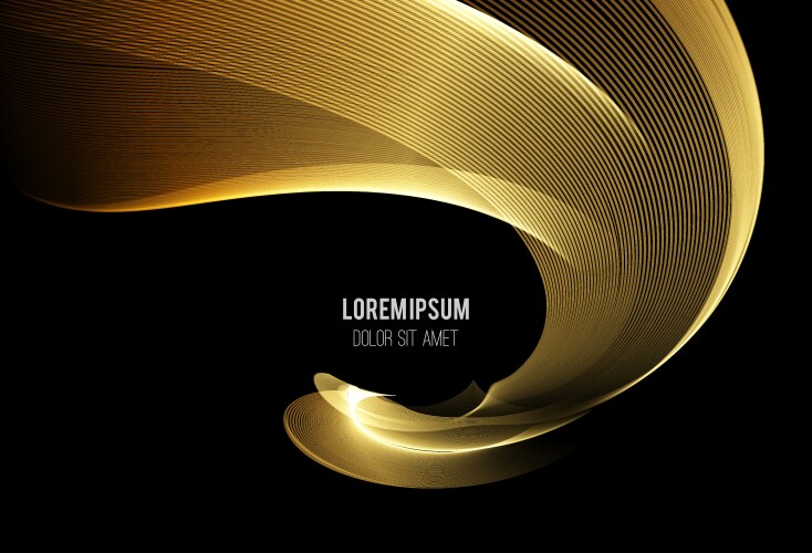 Abstract template gold metallic curve on black Vector Image