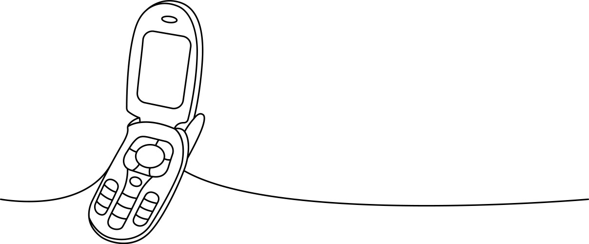 Flip phone one line continuous drawing old Vector Image