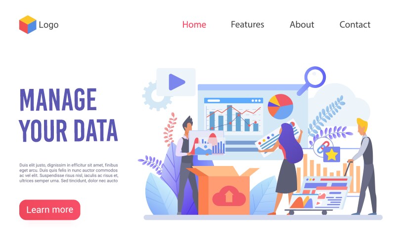 Personal data management - banner layout template Vector Image