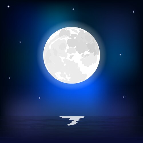 Full moon on ocean Royalty Free Vector Image - VectorStock