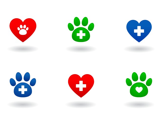 Blue veterinary icon with pets Royalty Free Vector Image