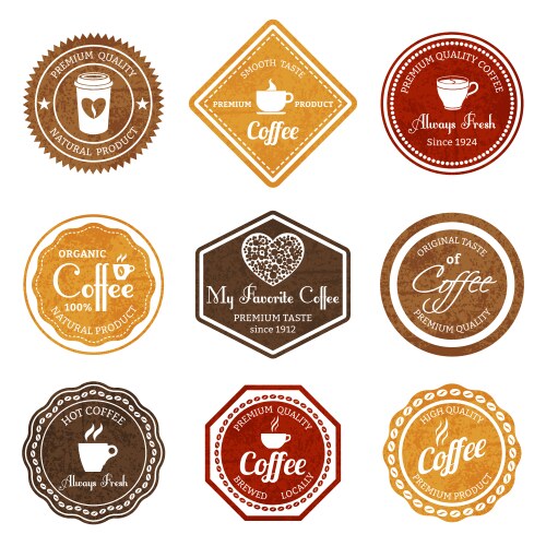 Collection of coffee labels and elements Vector Image
