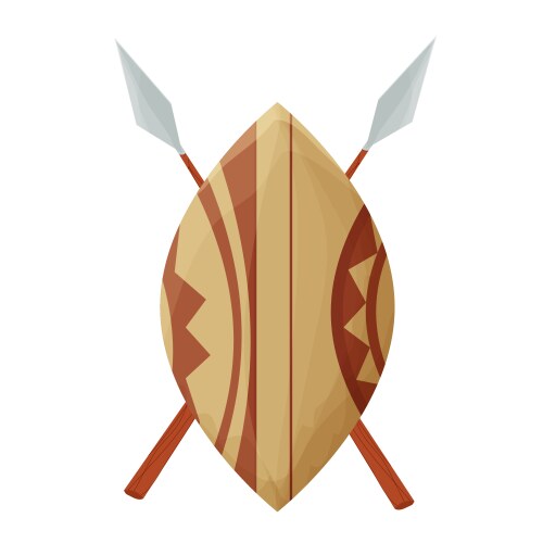 African zulu assegai spear shield and club set Vector Image