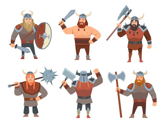 Viking Cartoon Scandinavian Mythologyy Characters Vector Image